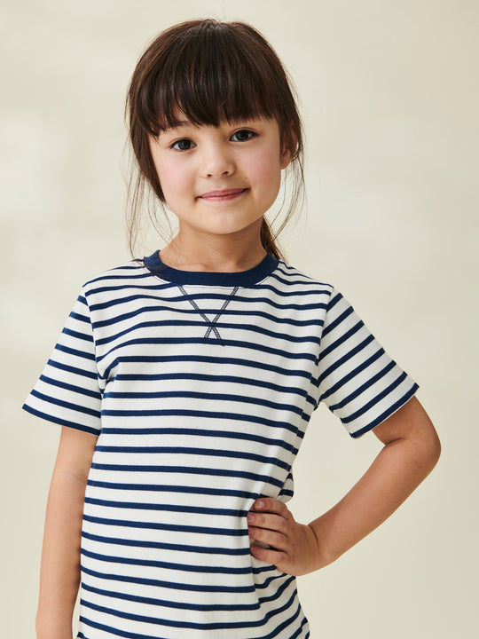 Navy Stripe Arturo Kids Cotton T-Shirt | La Coqueta Kids