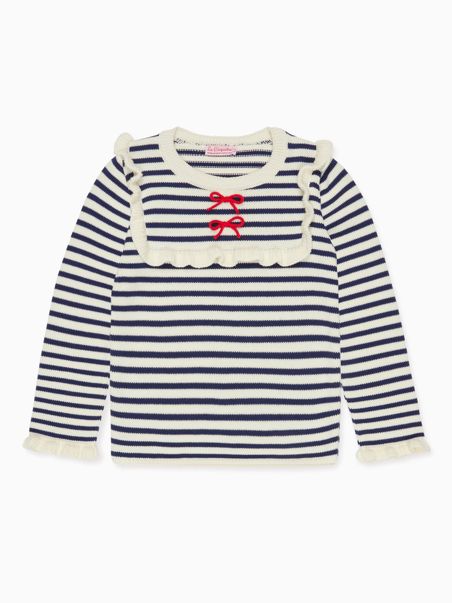 Navy Stripe Candela Cotton Girl Jumper | La Coqueta UK – La Coqueta Kids