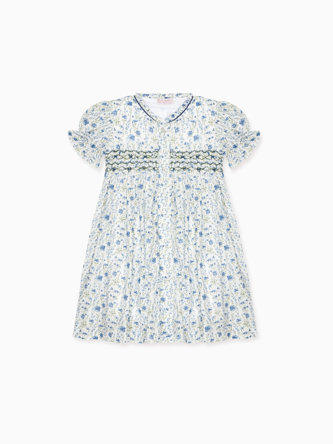 Blue Floral Casilda Girl Hand-Smocked Dress | La Coqueta UK – La ...