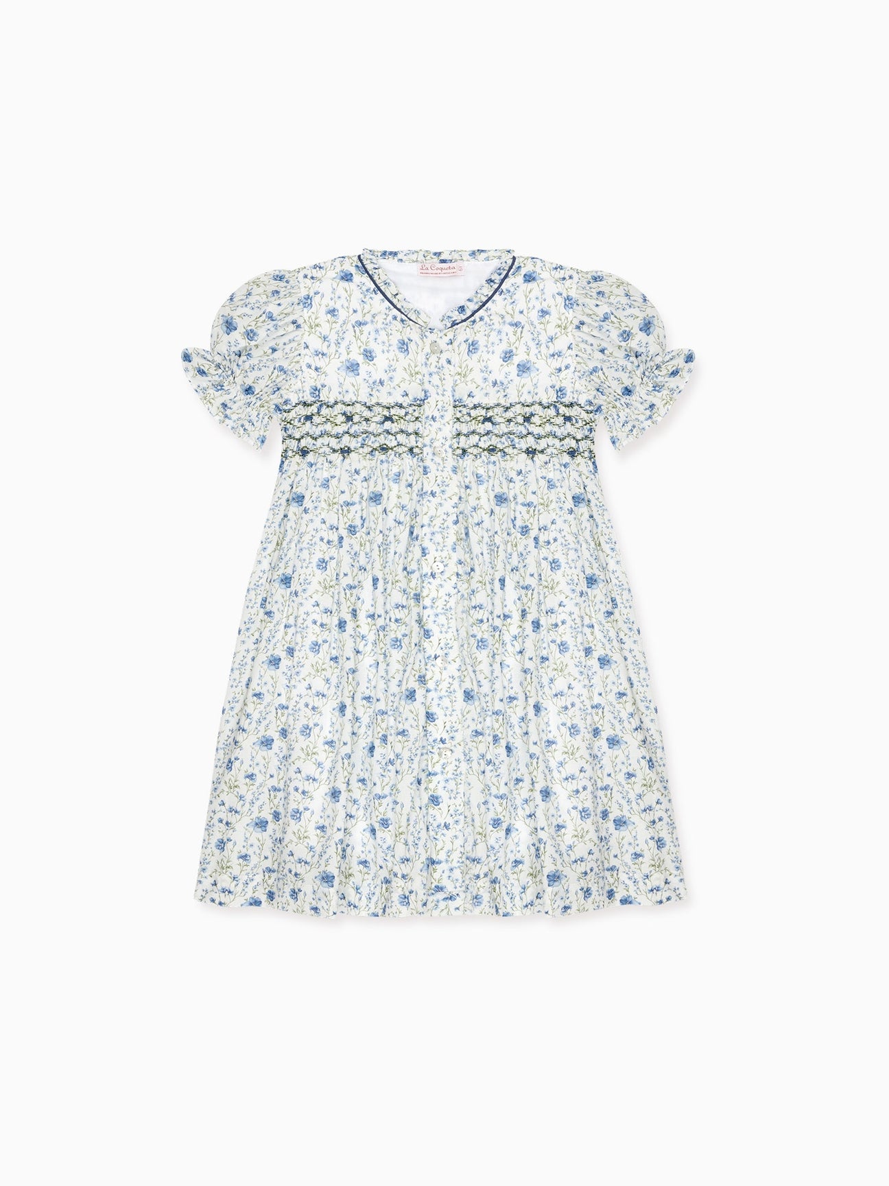 Blue Floral Casilda Girl Hand-Smocked Dress | La Coqueta UK – La ...