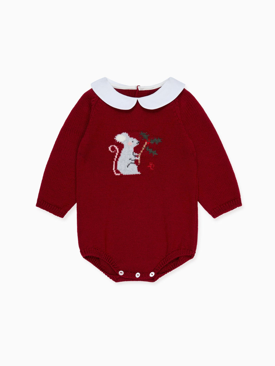 Burgundy Diaz Merino Mouse Baby Knitted Romper | La Coqueta Kids UK