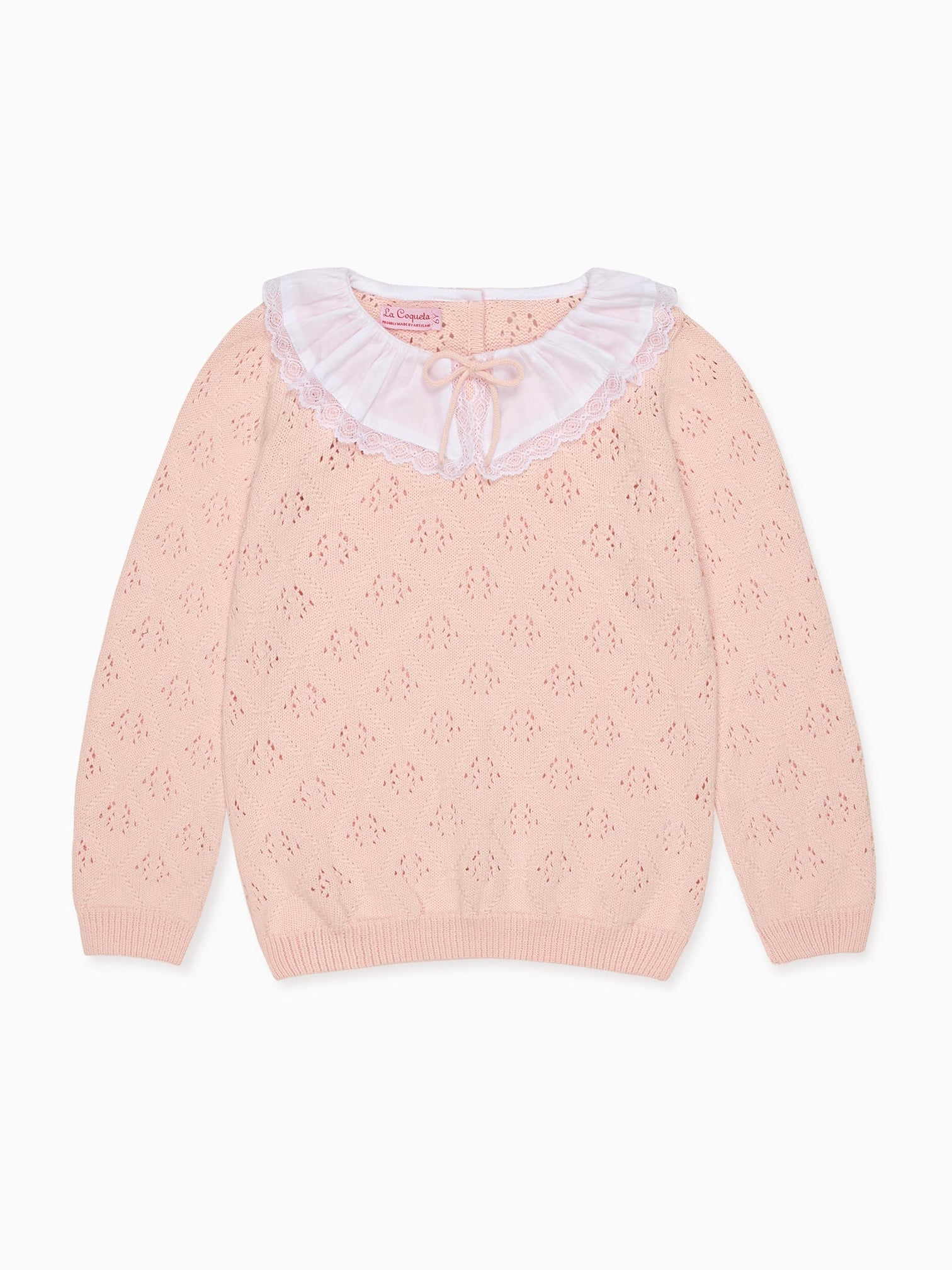 Light Pink Duena Cotton Girl Jumper | La Coqueta UK – La Coqueta Kids