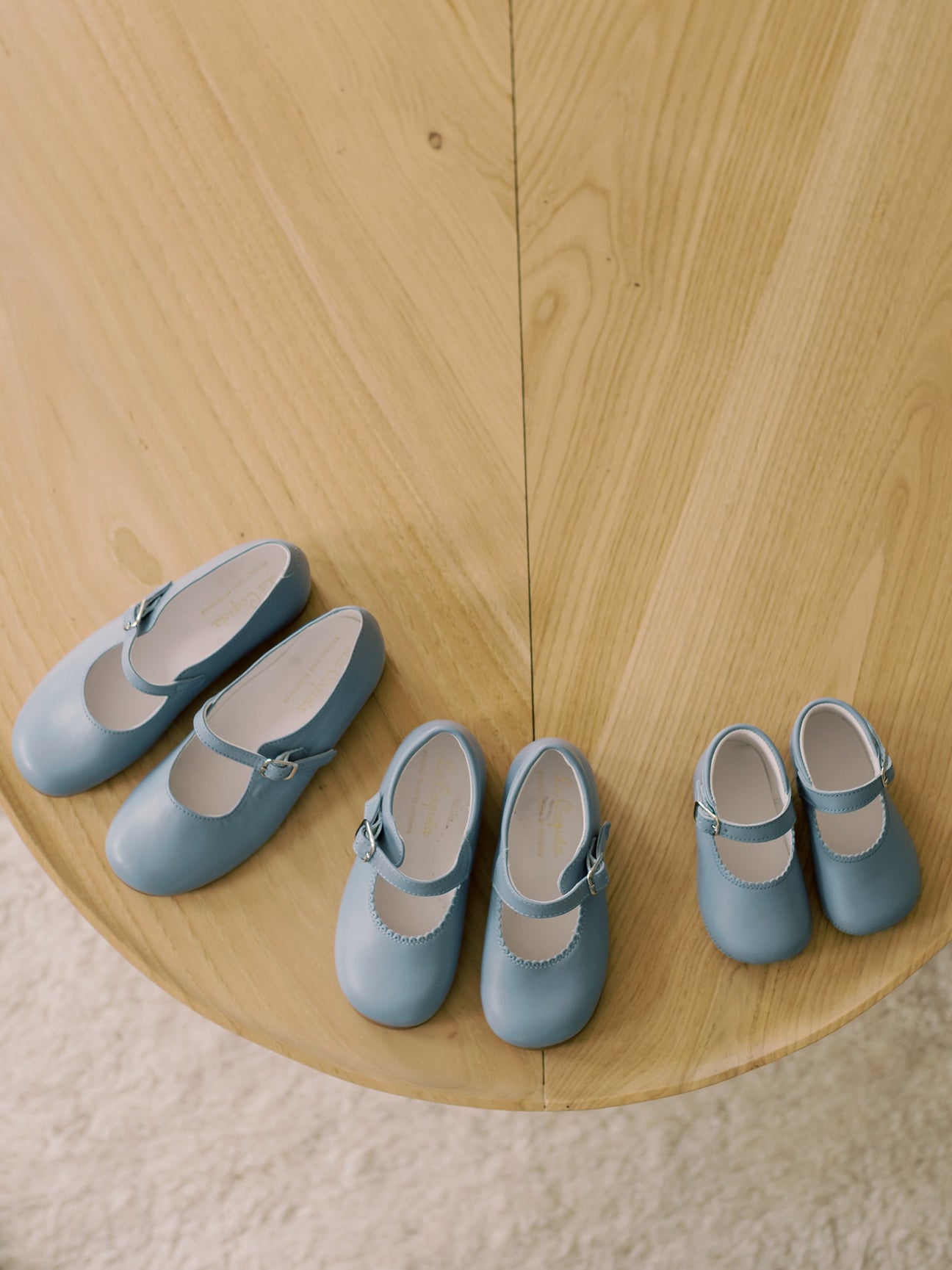 Dusty Blue Leather Girl Mary Jane Shoes | La Coqueta Kids US