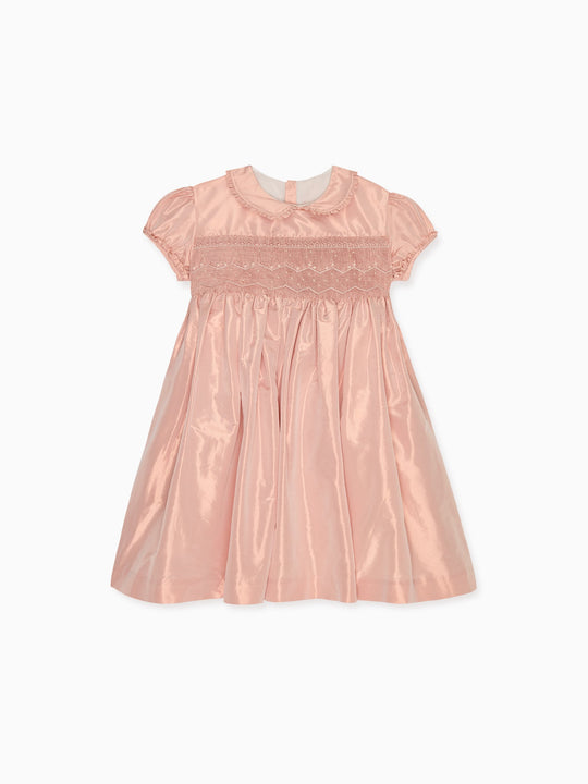Blush Eleanor Silk Ceremony Girl Hand-Smocked Dress | La Coqueta US ...