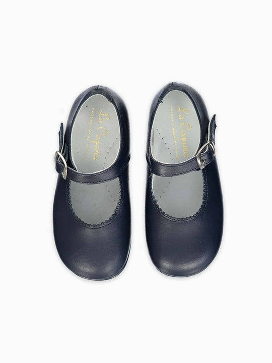 Navy Leather Toddler Mary Jane Shoes | La Coqueta Kids US