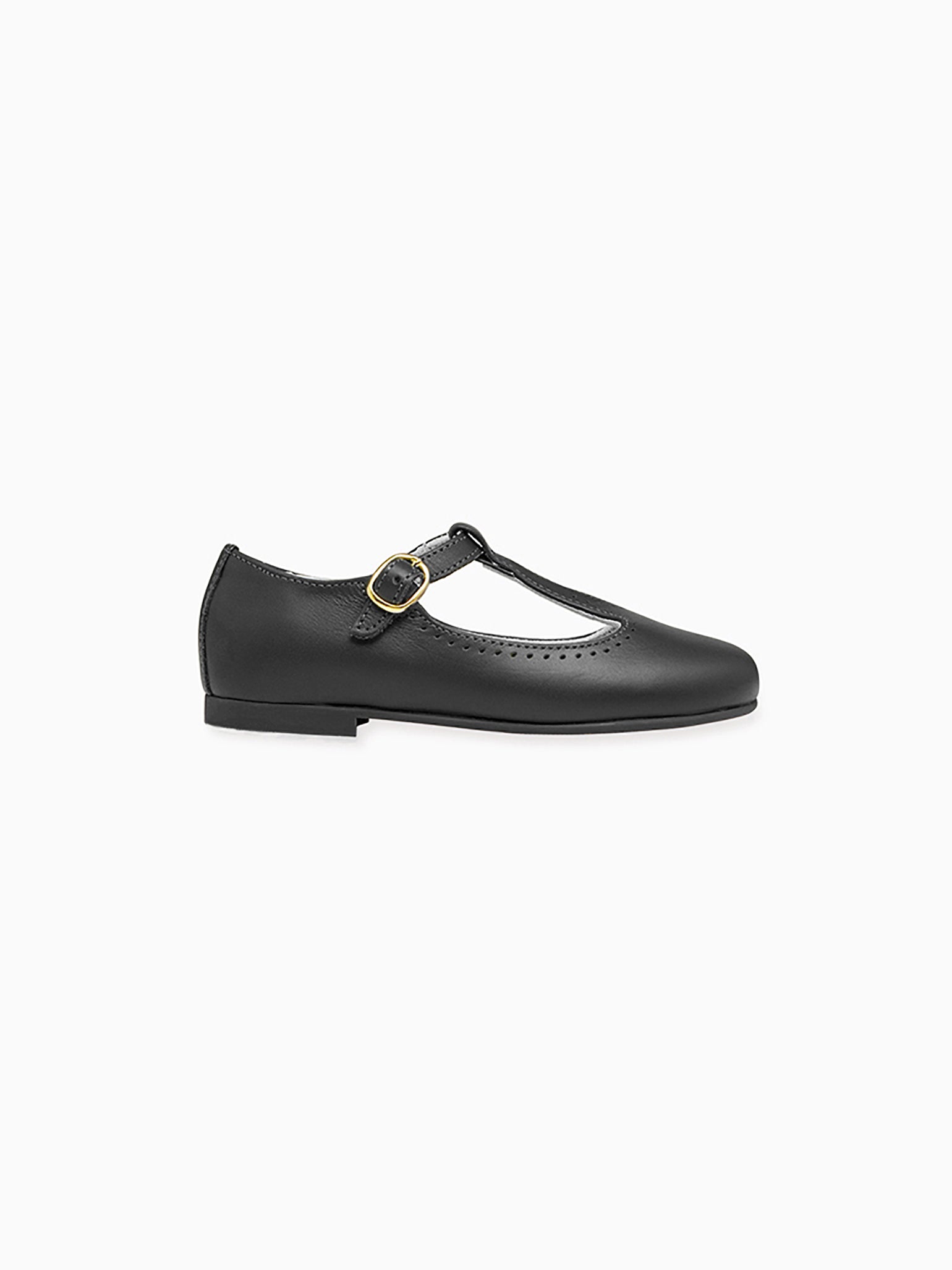 Black Leather Girl T-Bar Shoes – La Coqueta Kids