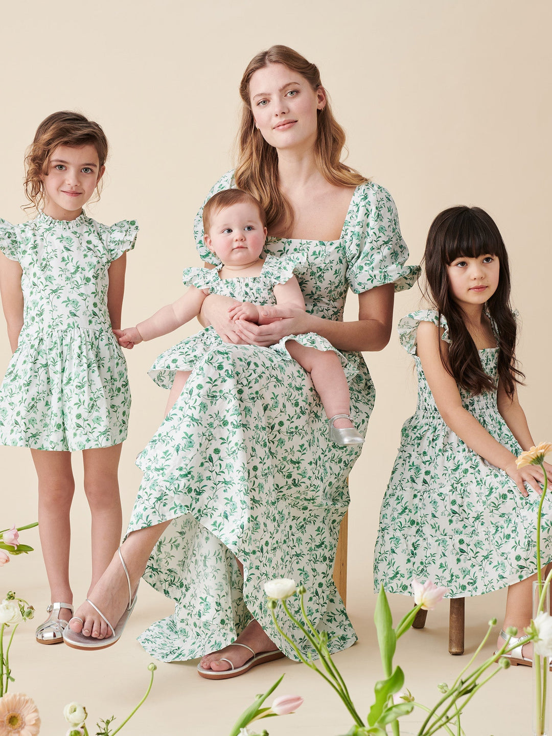 Hill House Home X La Coqueta Green Bird Floral Matilda Dress | La ...