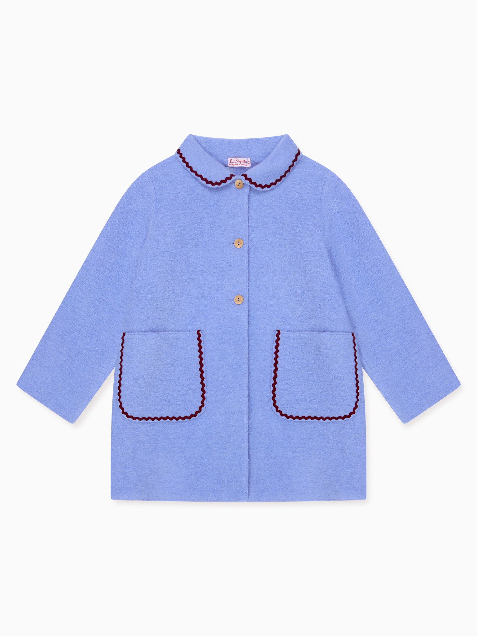Dusty Blue Henrietta Girl Coat | Girls Blue Wool Coat – La Coqueta Kids