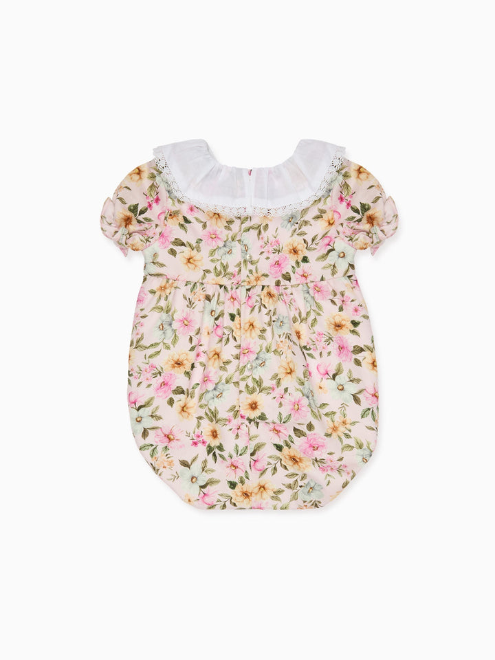 Light Pink Floral Izara Baby Girl Romper | La Coqueta US – La Coqueta Kids