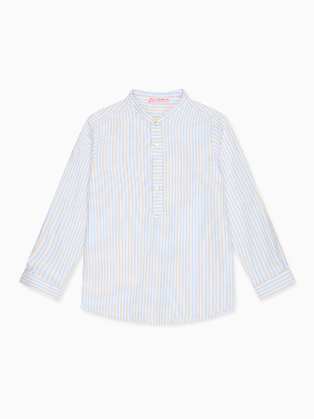 Caramel Stripe Jazmin Long Sleeve Boy Shirt | La Coqueta UK – La ...