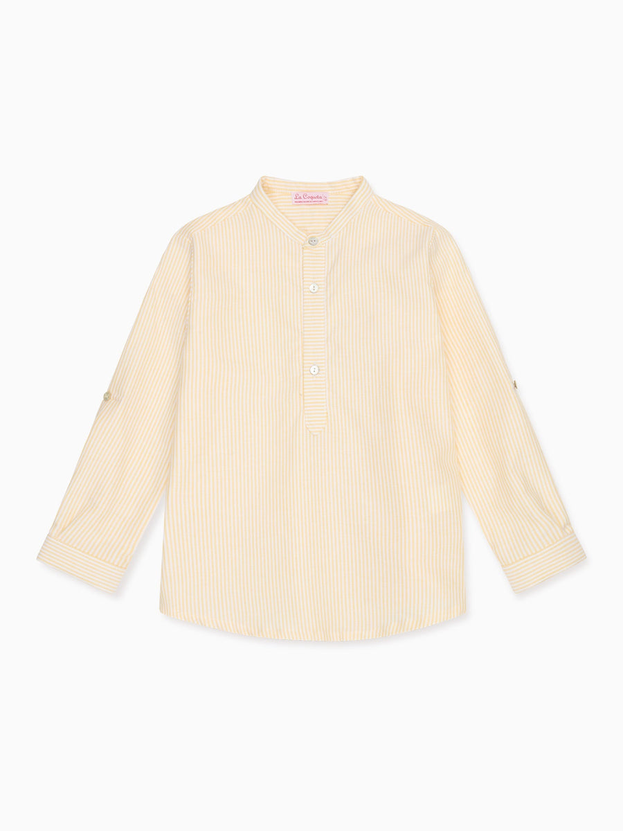 Yellow Stripe Jazmin Long Sleeve Boy Shirt | La Coqueta UK – La Coqueta ...