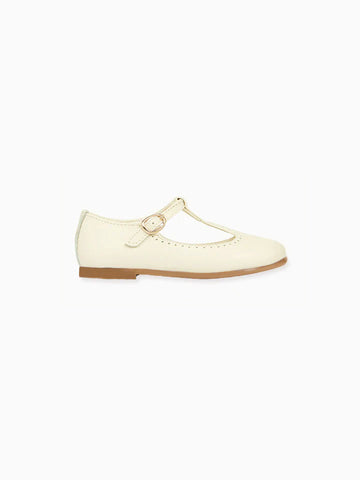 Ivory Leather Girl T-Bar Shoes | Cute Dress Shoes For Toddler & Girls ...
