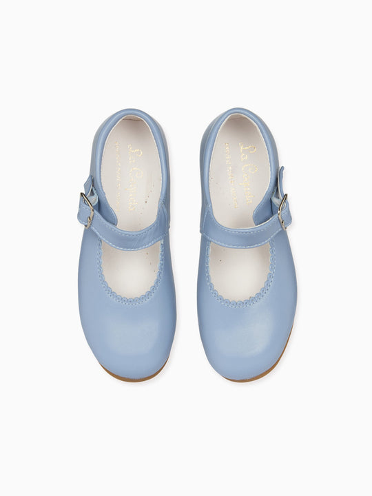 Dusty Blue Leather Toddler Mary Jane Shoes | La Coqueta Kids UK