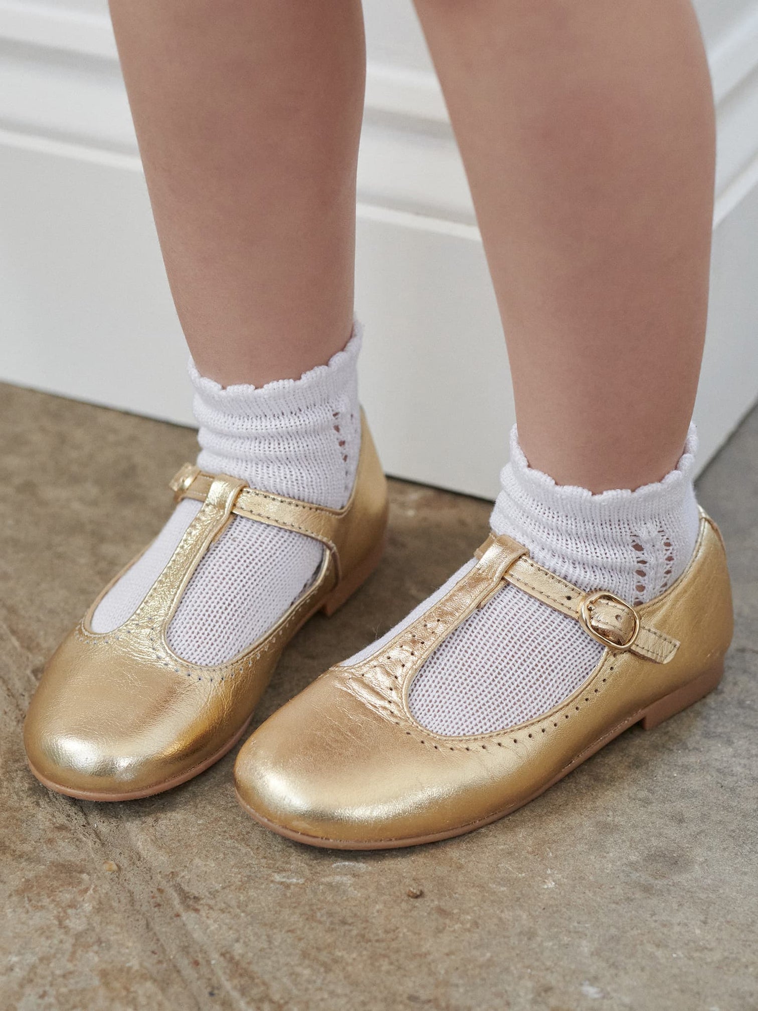 Gold Leather Girl T-Bar Shoes | Elegant Gold Dress Shoes for Girls UK ...