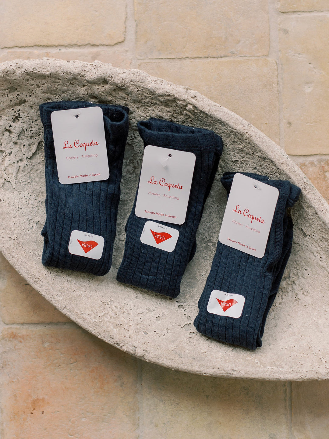 Navy Blue Ribbed Kids Tights Set | La Coqueta Kids