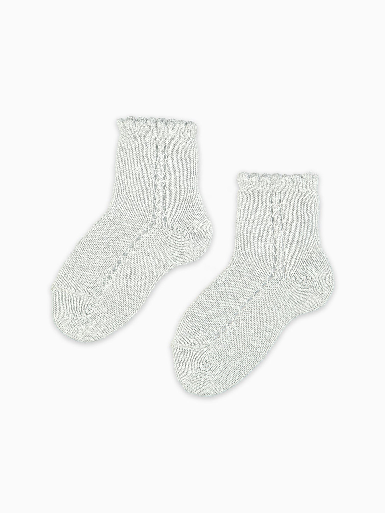 Grey Openwork Short Girl Socks | La Coqueta Kids US