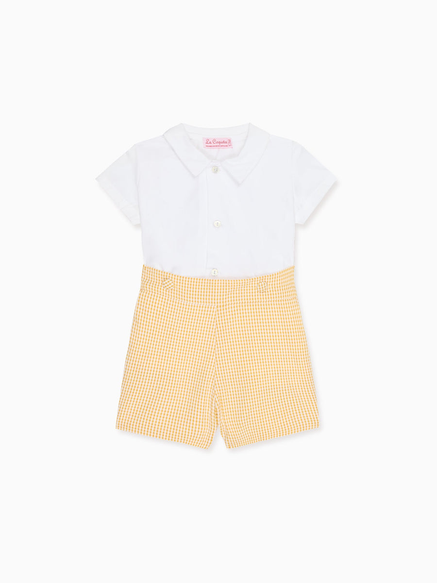 Yellow Gingham Oliver Baby Boy Set | La Coqueta UK – La Coqueta Kids