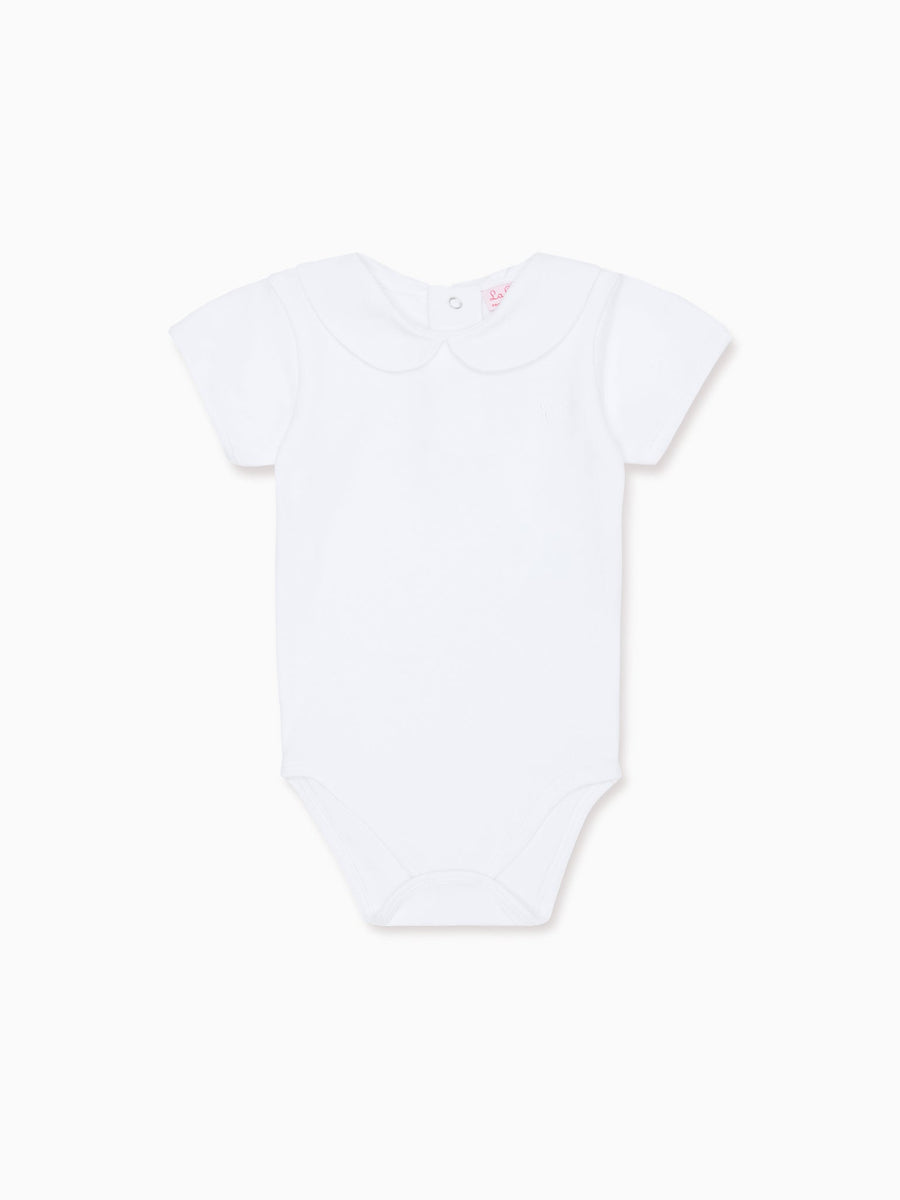 White Perla Baby Body Vest | La Coqueta Kids UK