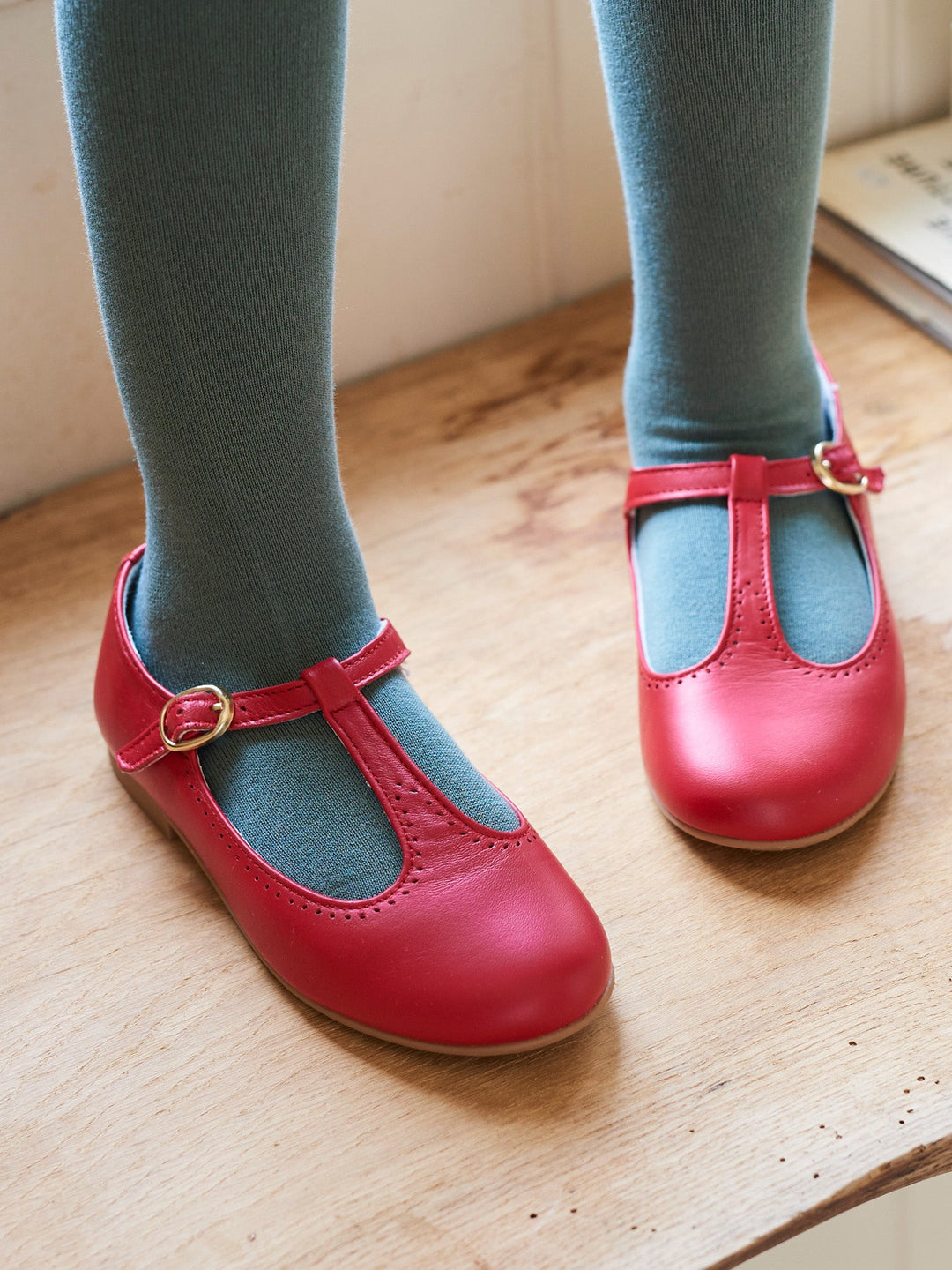 Red Leather Girl T-Bar Shoes – La Coqueta Kids
