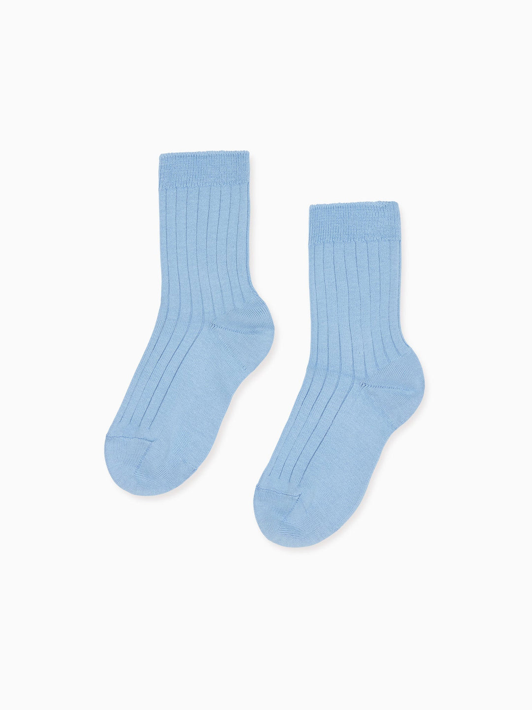 Pale Blue Ribbed Short Kids Socks | La Coqueta Kids