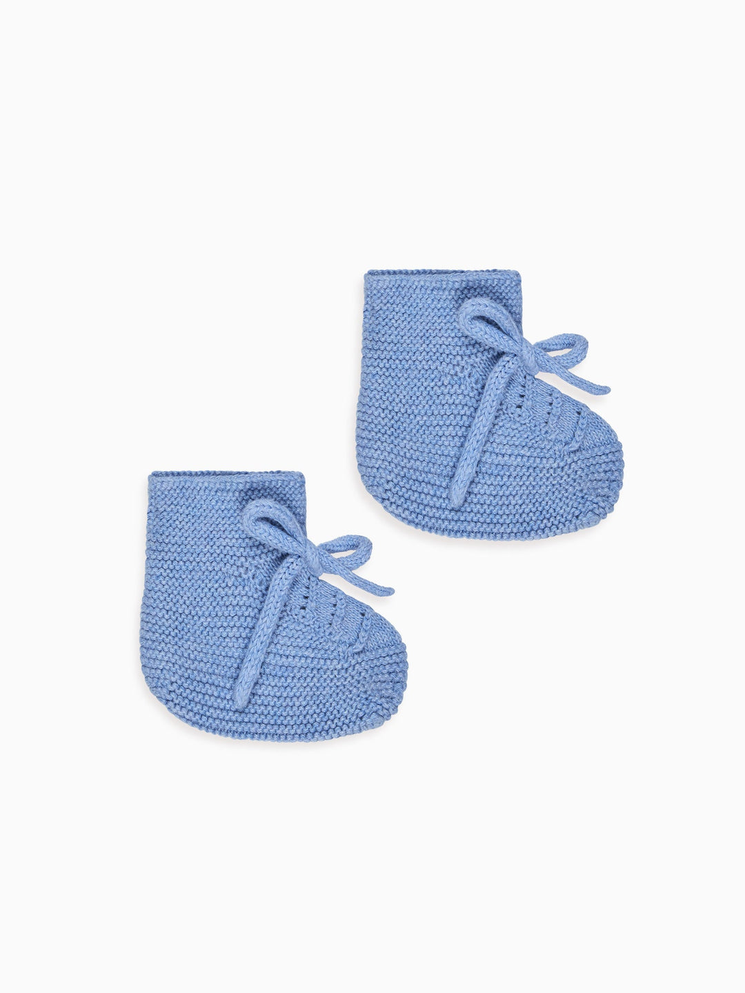 Blue Rimevera Cotton Baby Knitted Booties | La Coqueta Kids US