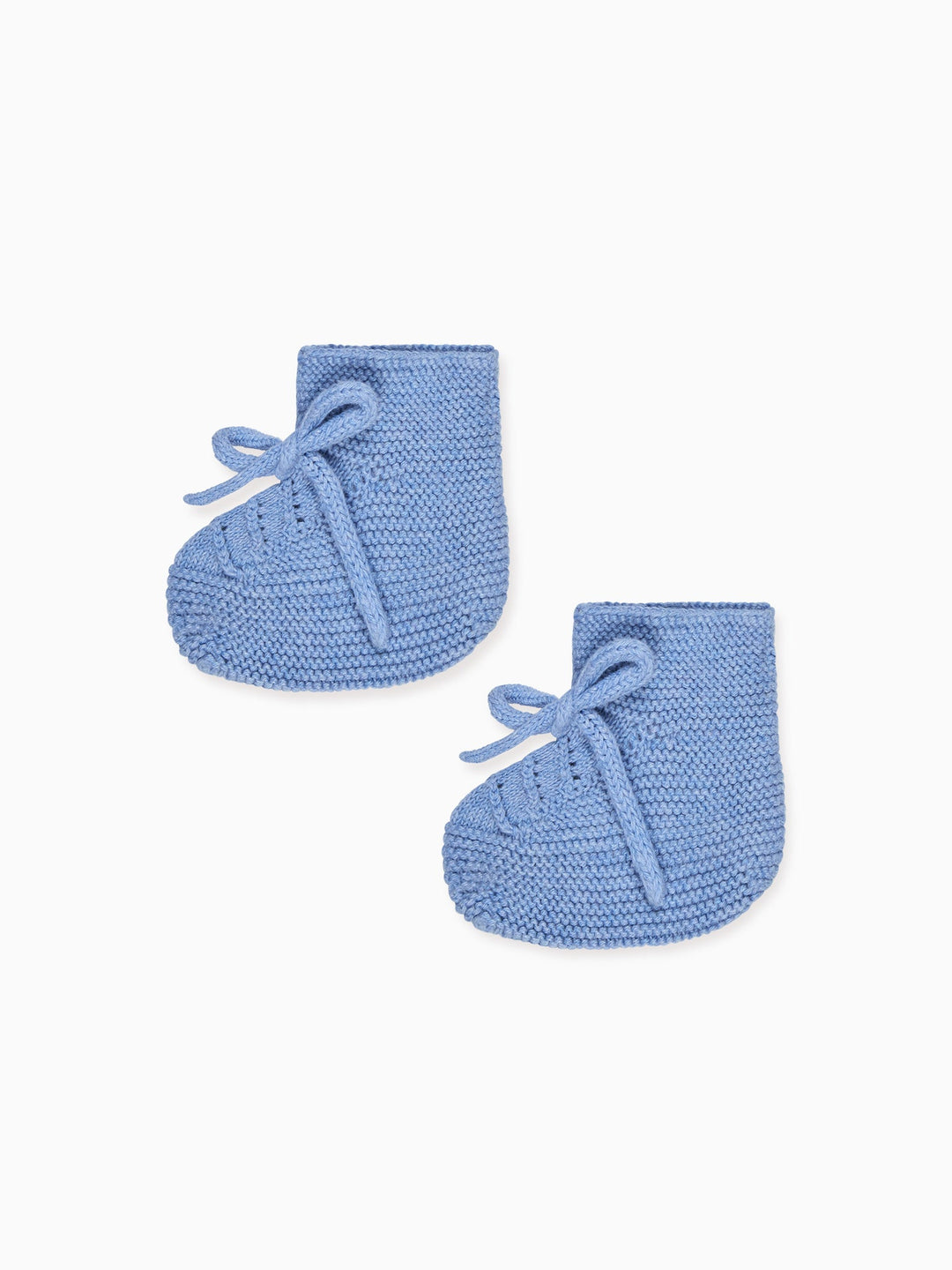 Blue Rimevera Cotton Baby Knitted Booties | La Coqueta Kids US