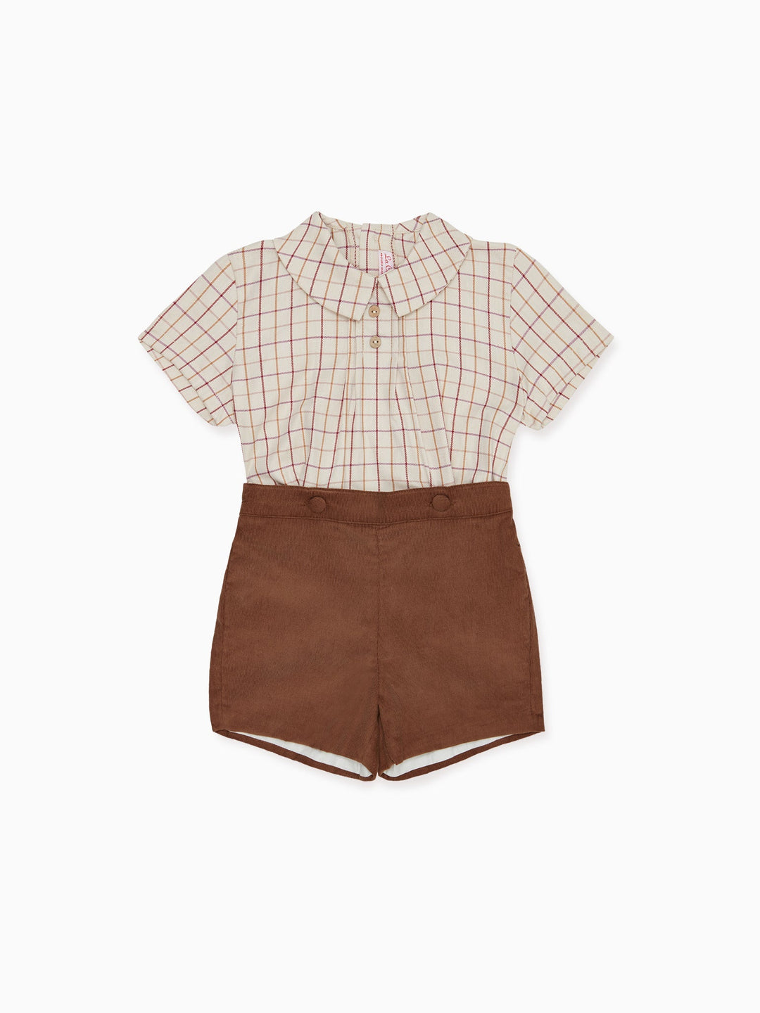 Burgundy Check Sando Baby Boy Set | La Coqueta Kids