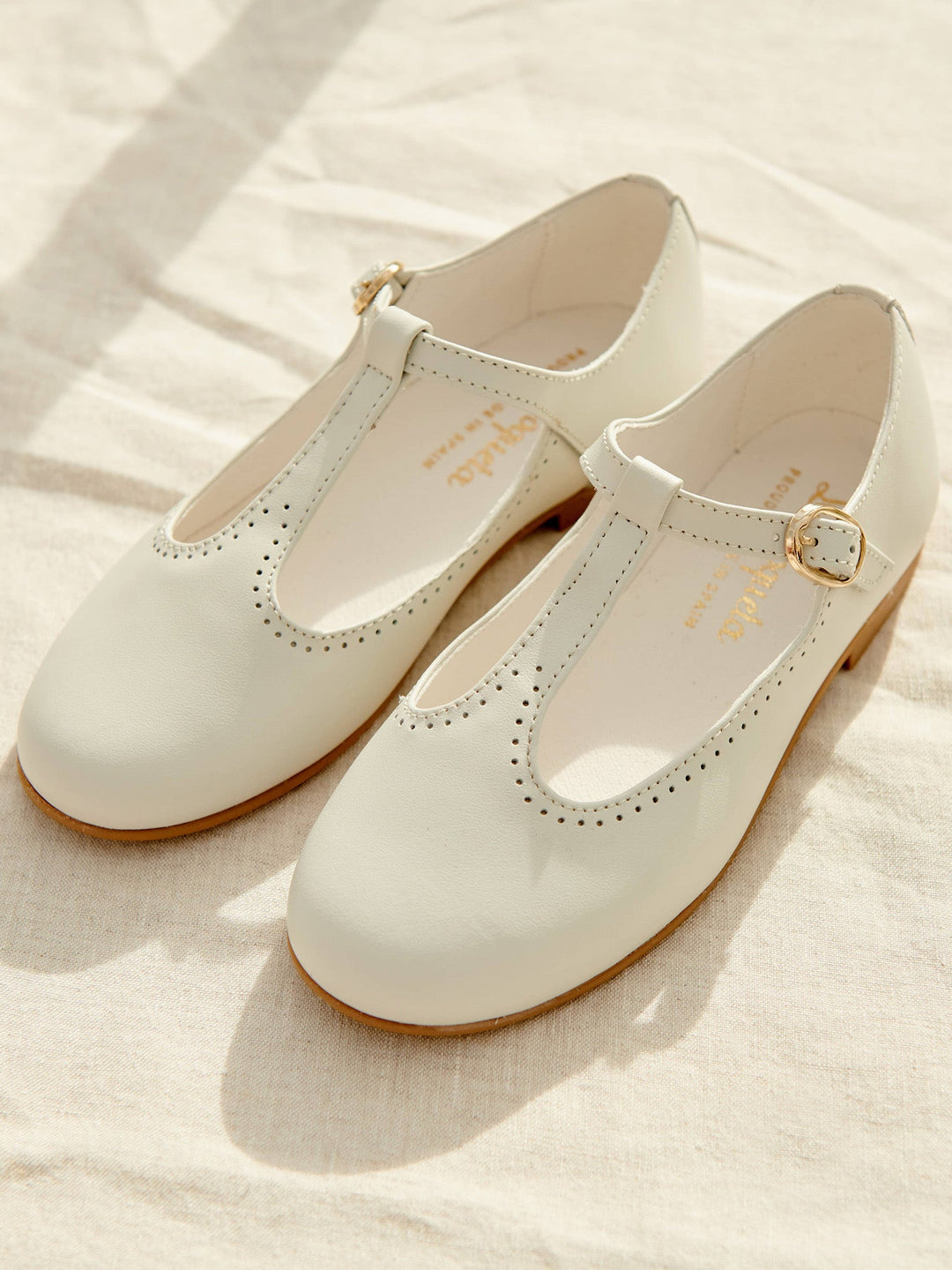 Ivory Leather Girl T-Bar Shoes | Cute Dress Shoes For Toddler & Girls ...