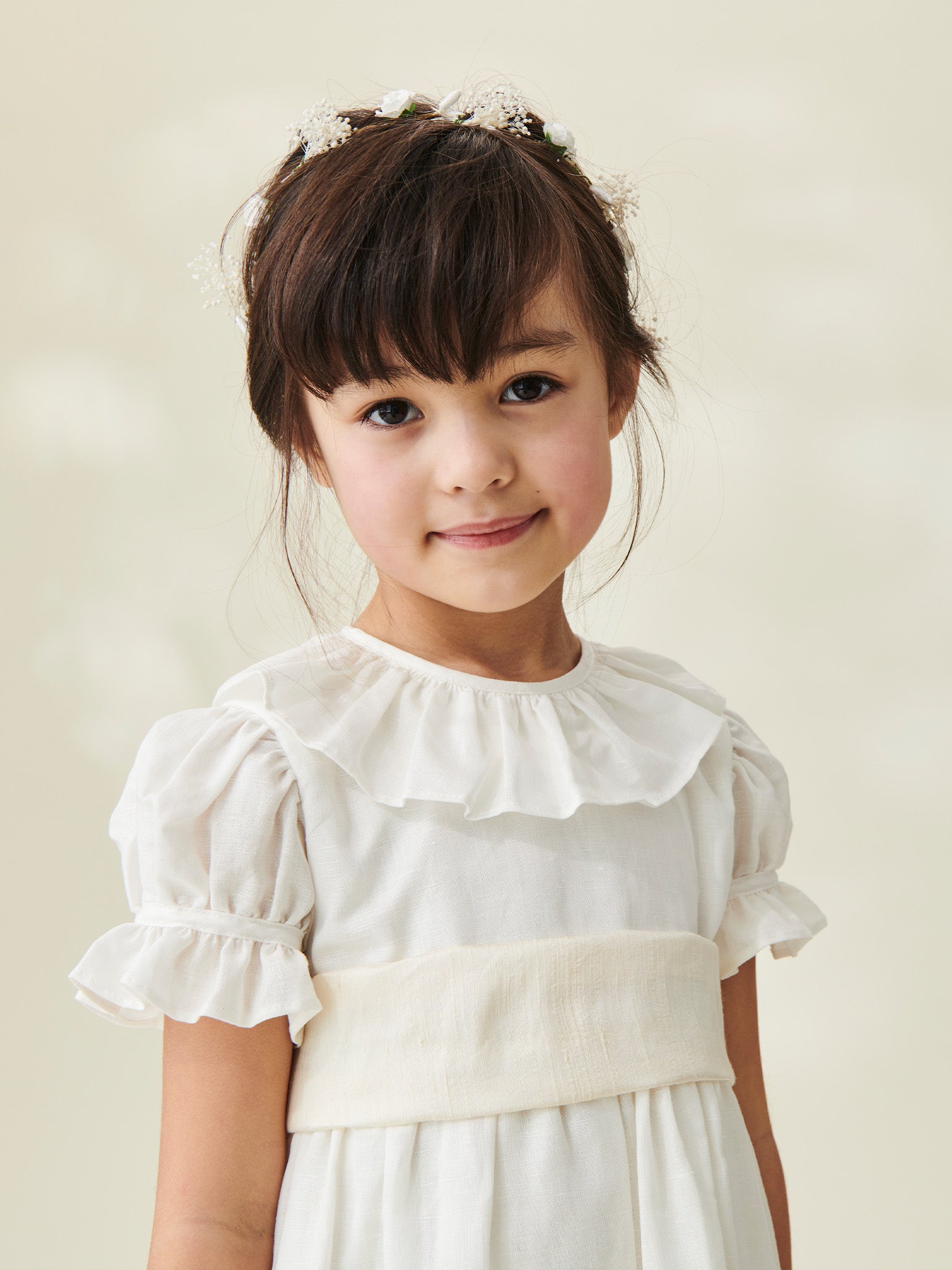 White Vega Long Ceremony Girl Dress | La Coqueta Kids US