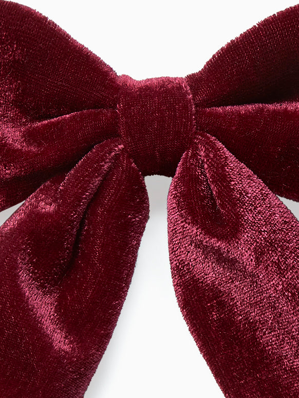 Burgundy Big Velvet Bow Girl Clip | La Coqueta Kids US