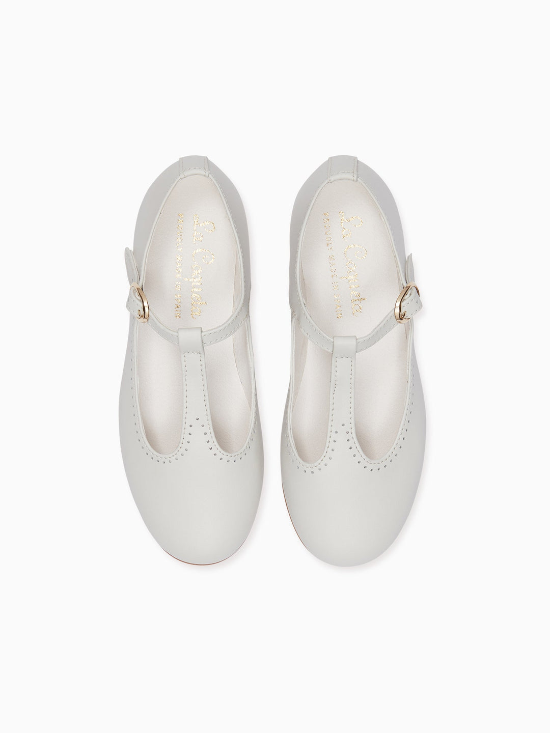 Ivory Leather Girl T-Bar Shoes – La Coqueta Kids