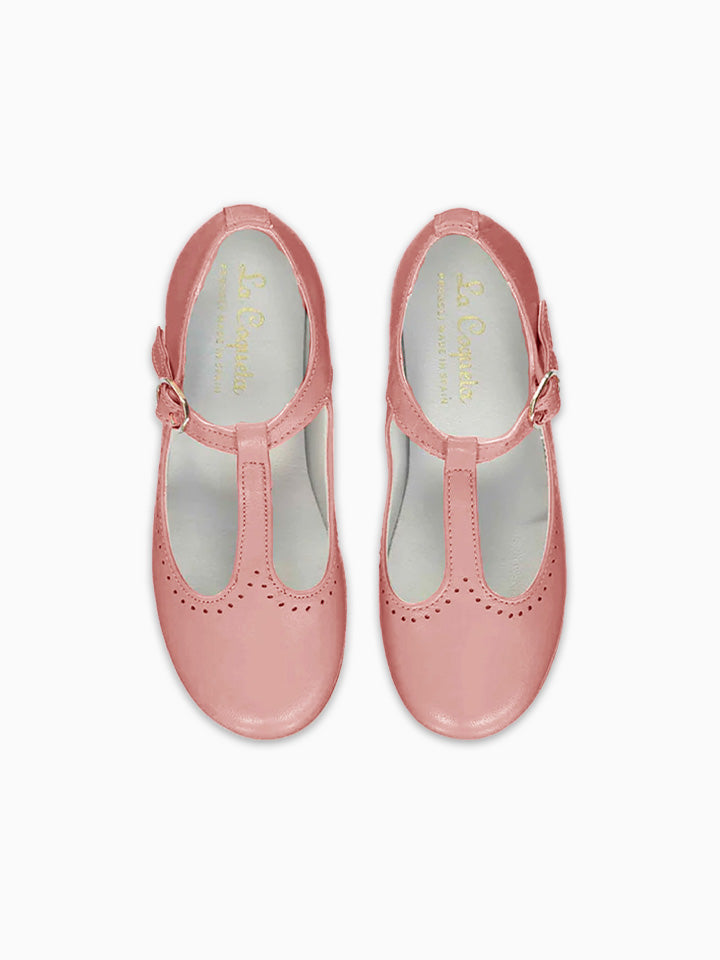 Pink Leather Girl T-Bar Shoes – La Coqueta Kids